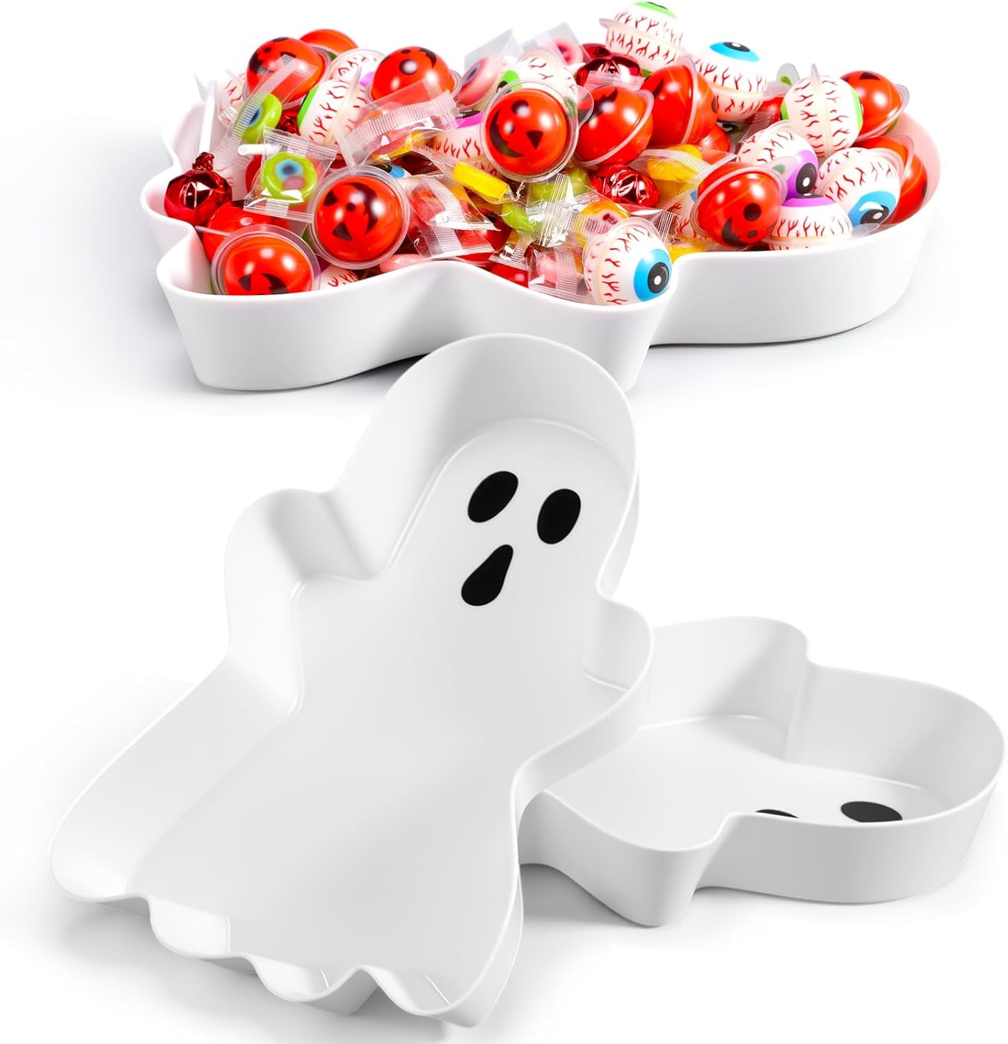 2 Pcs Halloween Ghost Candy Bowl Ghost Shaped Serving Tray Plates ...
