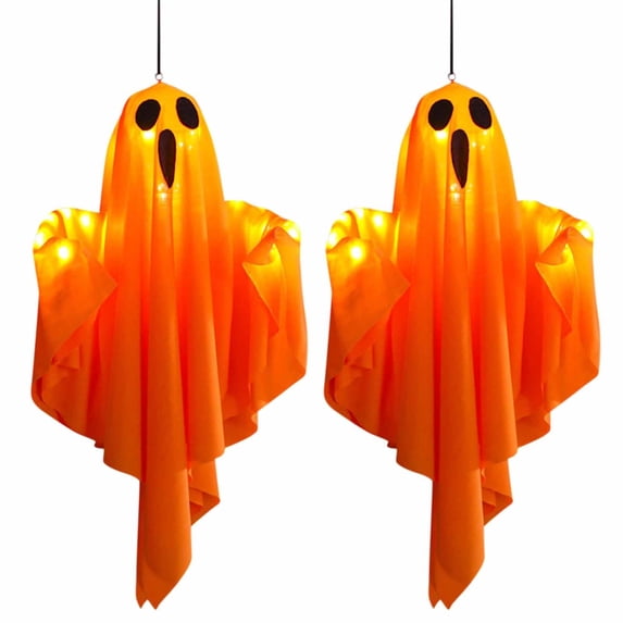 2 Pcs Halloween Hanging Ghost with Spooky Blue LED Light,19.68*15.74 ...