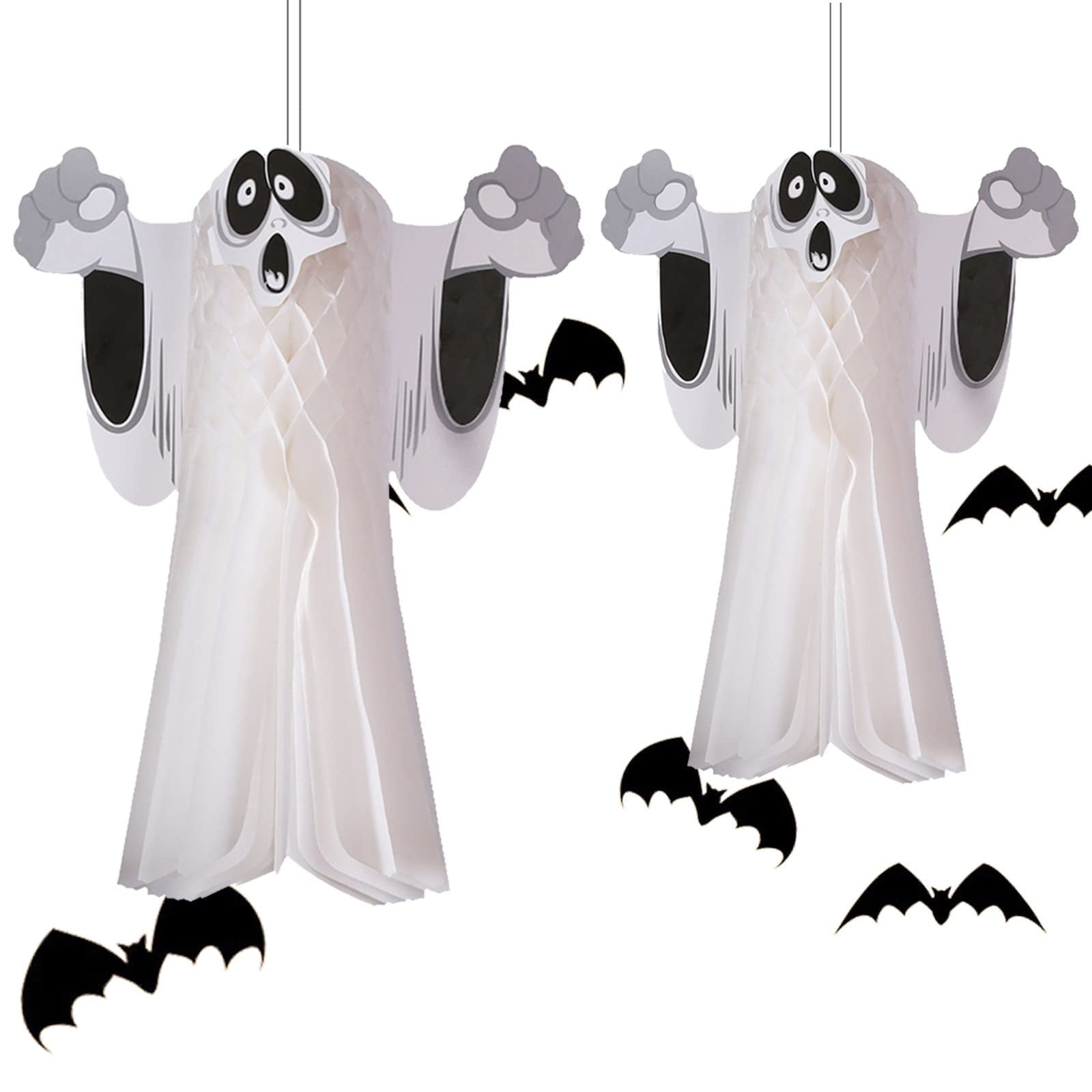 2 Pcs Halloween Paper Honeycomb Hanging Ghost Decoration, Scary ...