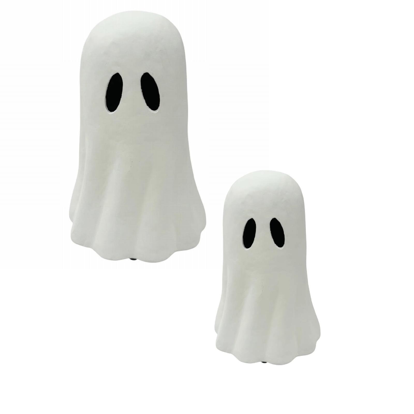 2 Pcs Halloween Paper Mache Ghost Figurine Resin Ghost Sculpture Cute ...