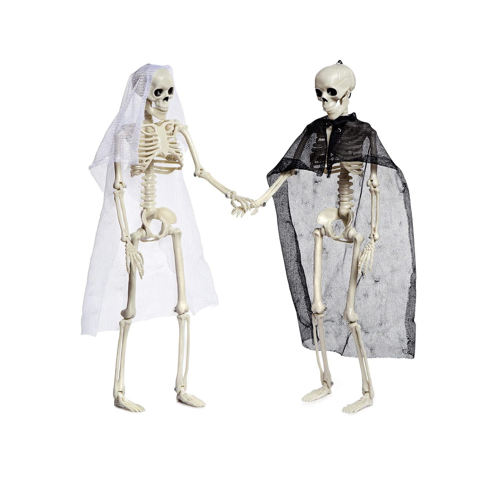 2 Pcs Halloween Skeleton Decorations, 15.8" Full Body Posable Skeleton ...