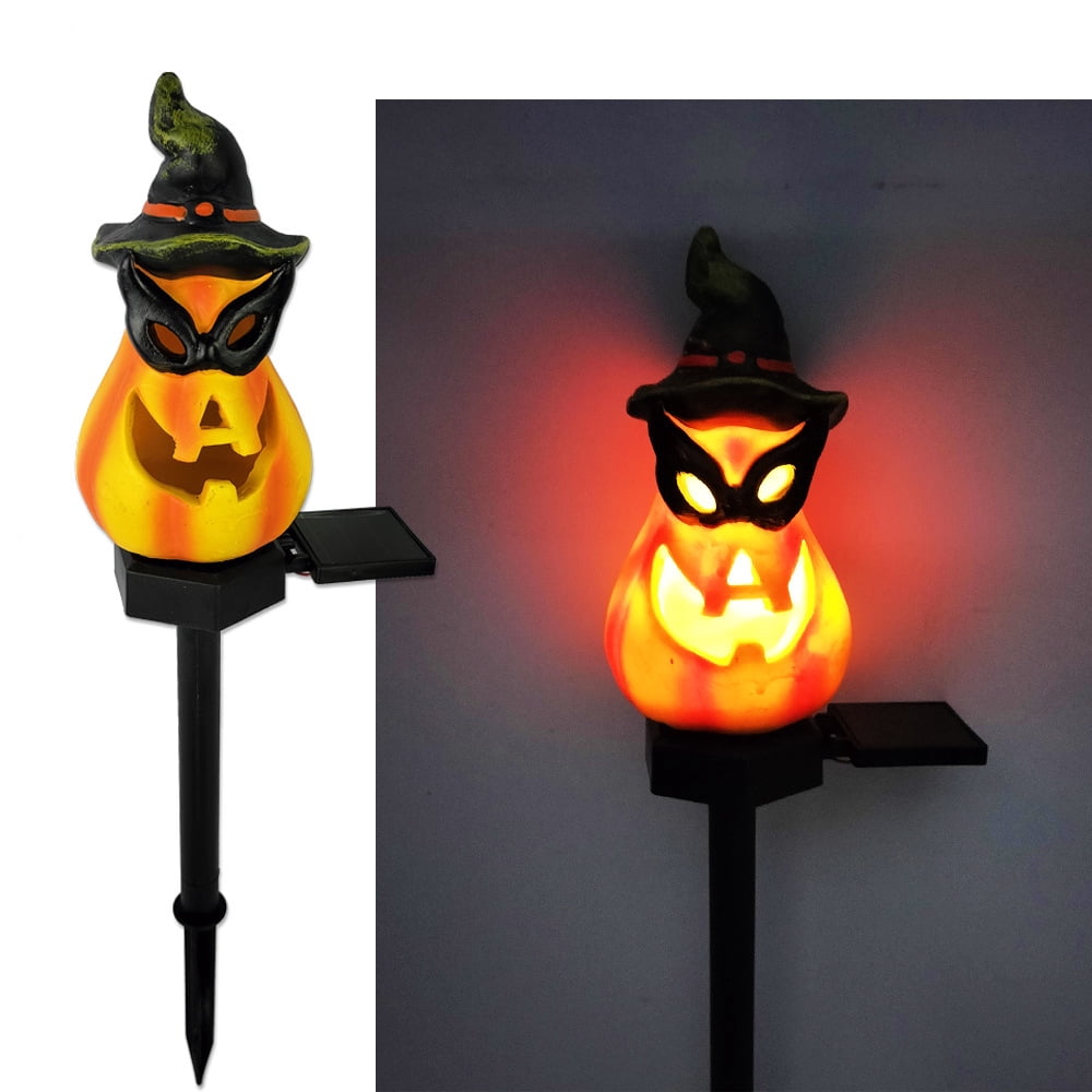 2 Pcs Halloween Solar Pumpkin Stake Lights Outdoor Halloween Pumpkin ...