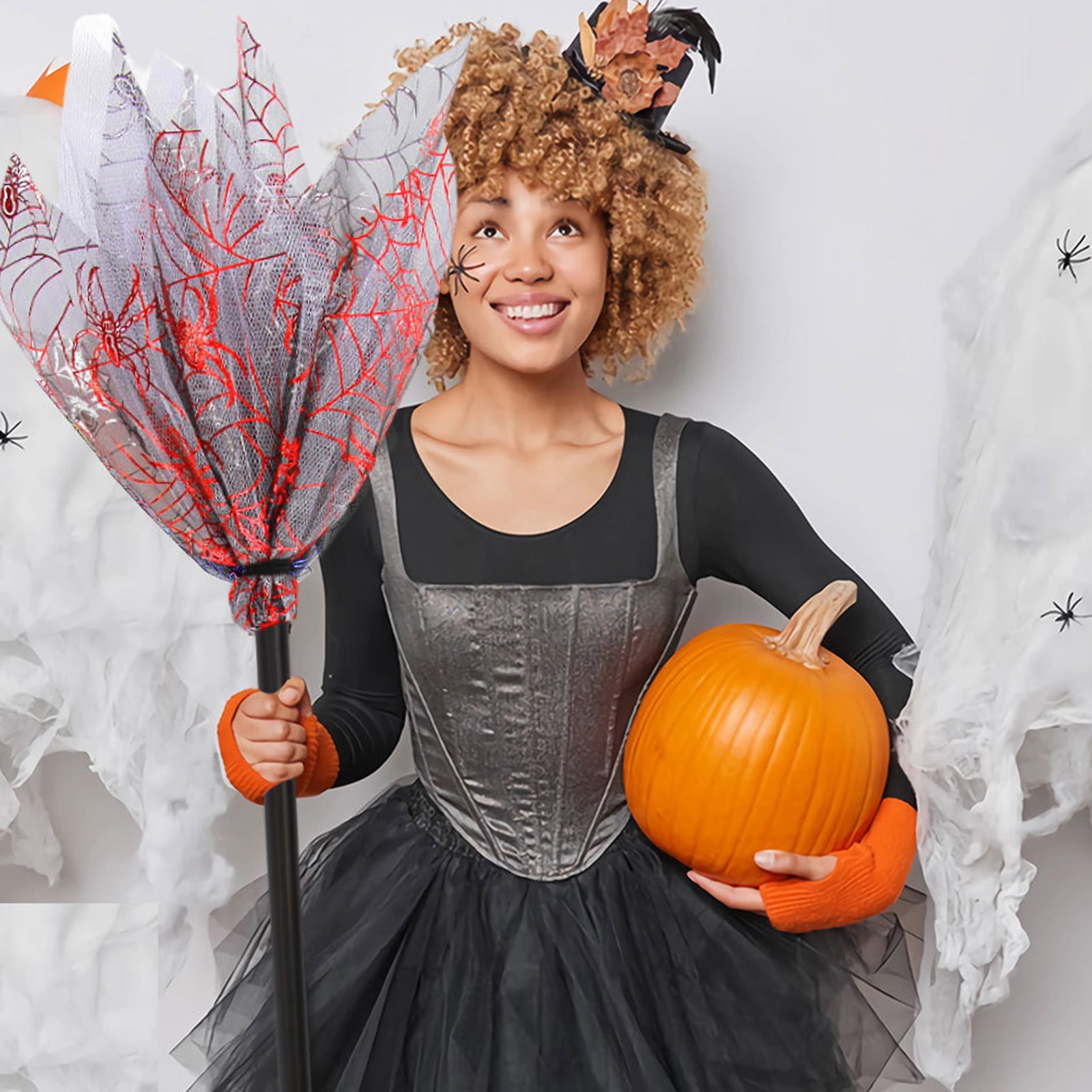 2 Pcs Halloween Witch Broom, 35.43 Inch Kids Cosplay Broom Prop Plastic ...