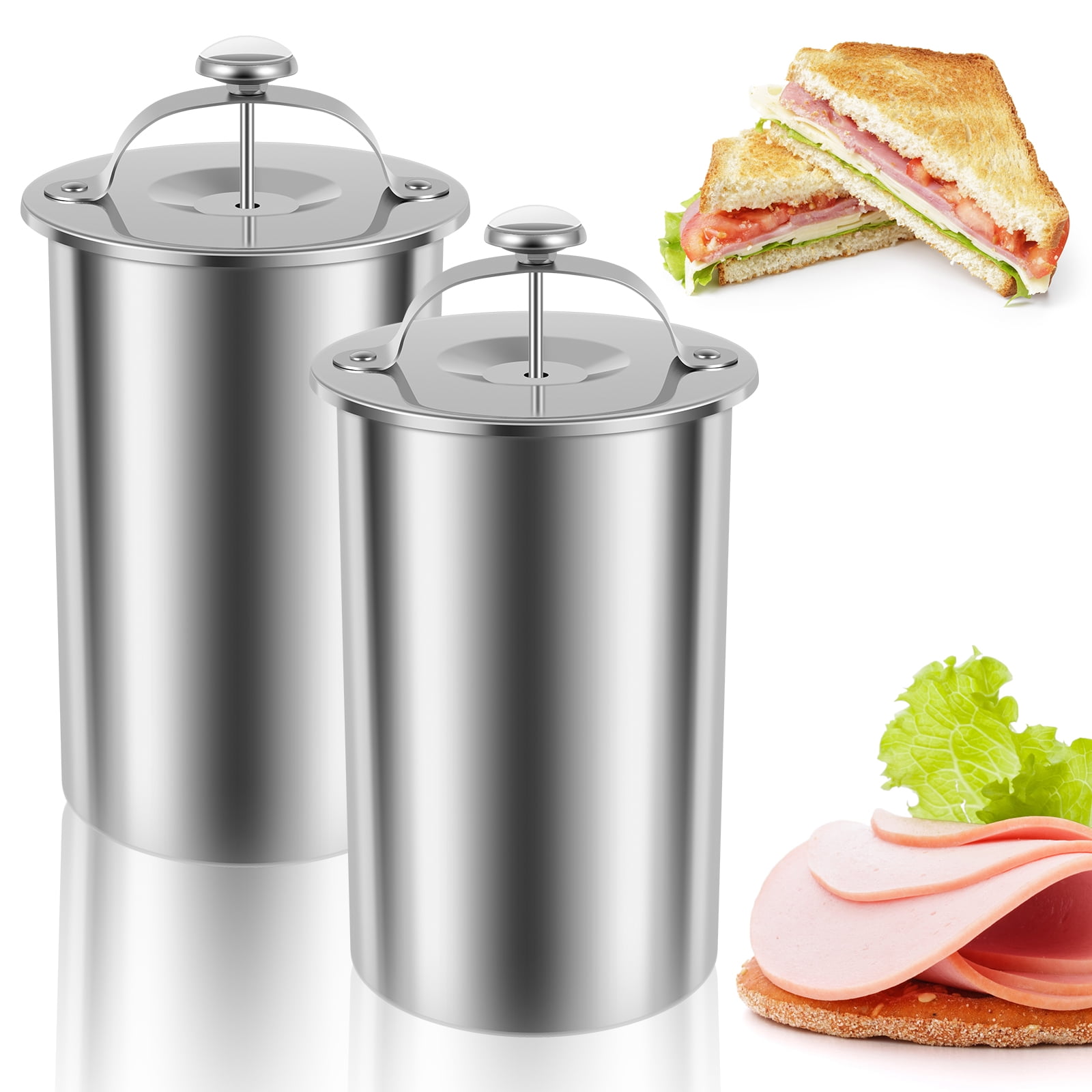 2 Pcs Ham Maker Stainless Steel Meat Press - Ham Press with Thermometer ...