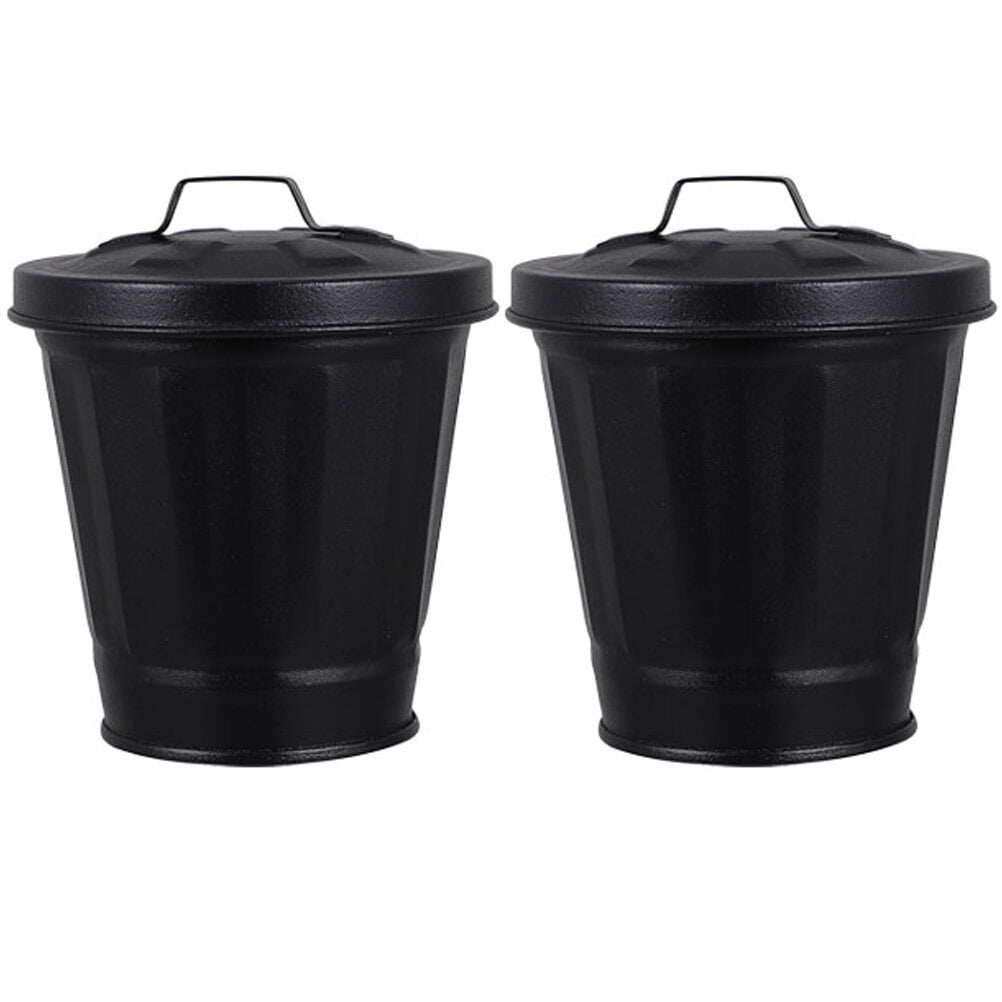 2 Pcs Hamper Flower Pot Outdoor Small Galvanized Trash Can with Lid ...