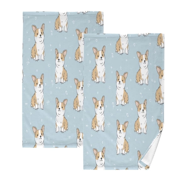 2 Pcs Hand Towels Sets Cute Little Dog Pattern Cotton Towel Set ...