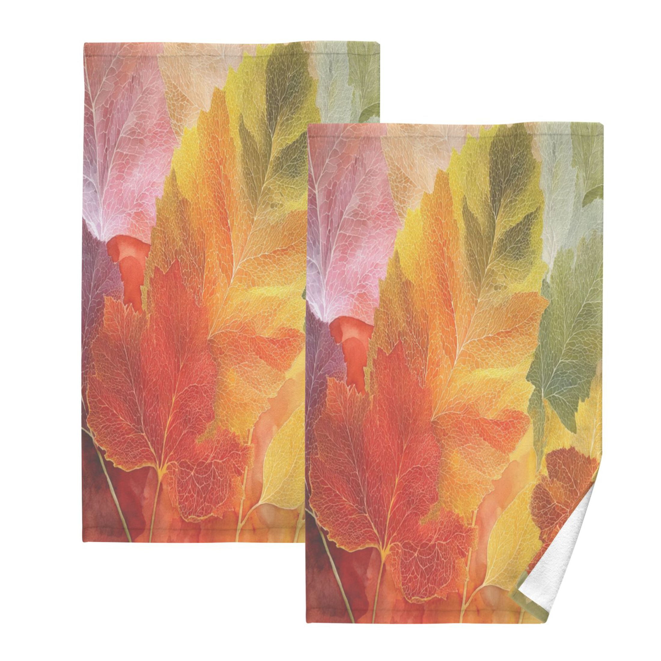 2 Pcs Hand Towels Sets Various Shades Autumn Leaves Cotton Towel Set ...