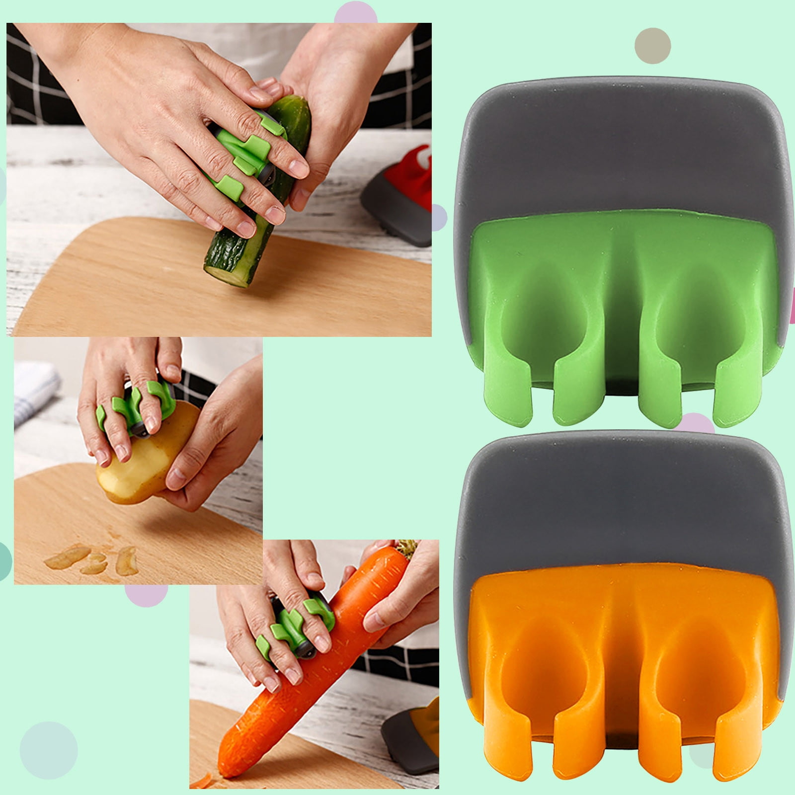 2 Pcs Hand Vegetable Peeler with Rubber Finger Grips for Pumpkin Carrot ...