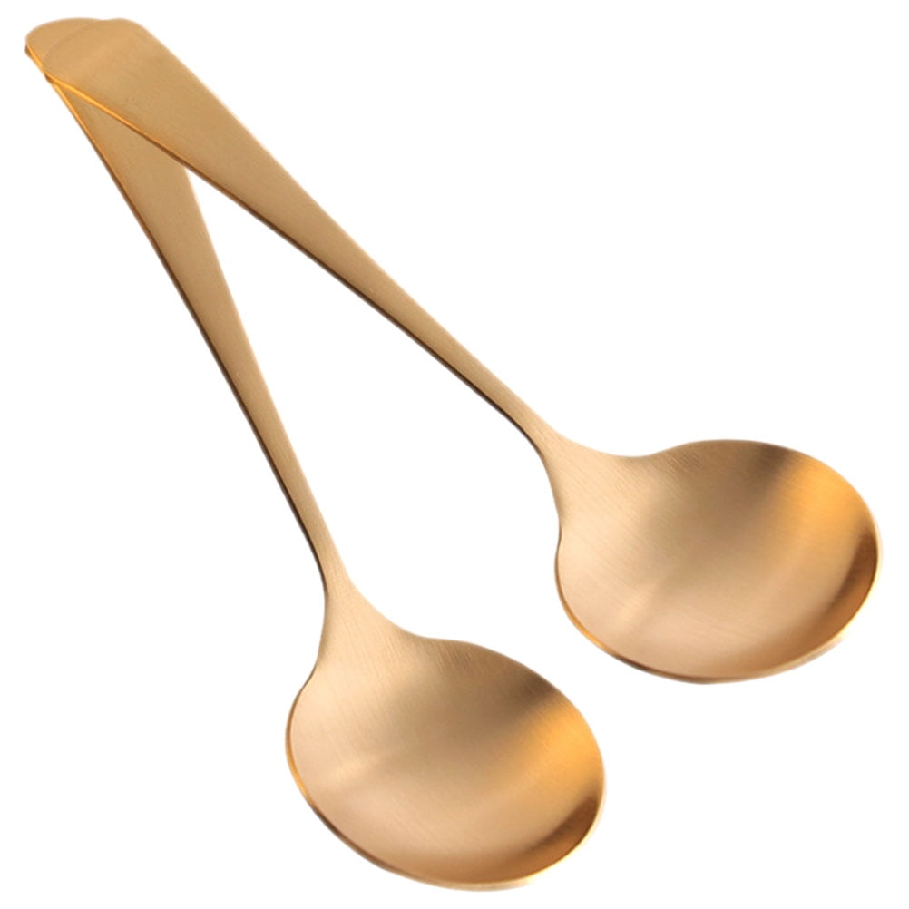 2 Pcs Handmade Pure Copper Spoon Tablespoons Cooking Soup Kitchen ...