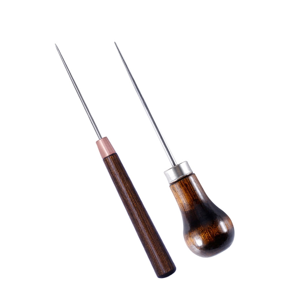 2 Pcs Handmade Wooden Handle Awl Stitching Tool Manual Lancet - Walmart.com