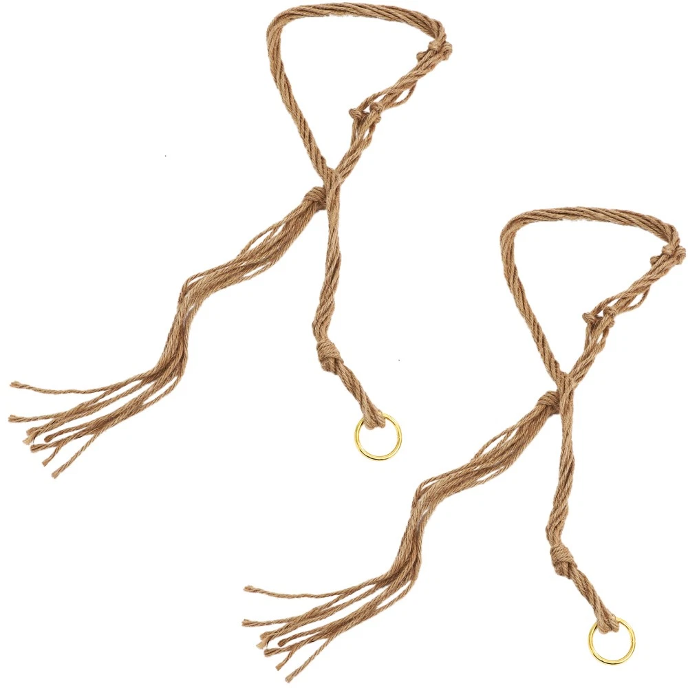 2 Pcs Hanging Basket Net Bag Boho Pot Hangers Jute Plant Outdoor Indoor ...