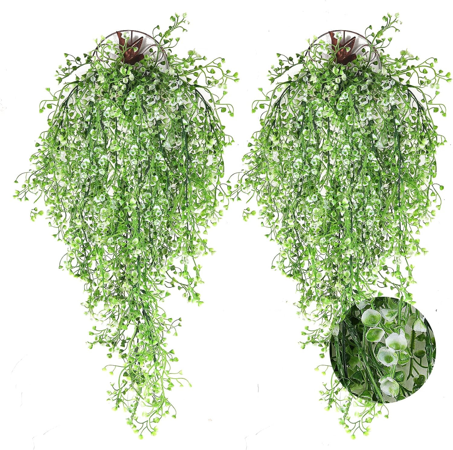 Zukuco 2pcs Artificial Hanging Plants Indoor Fake Hanging Plants Wall ...