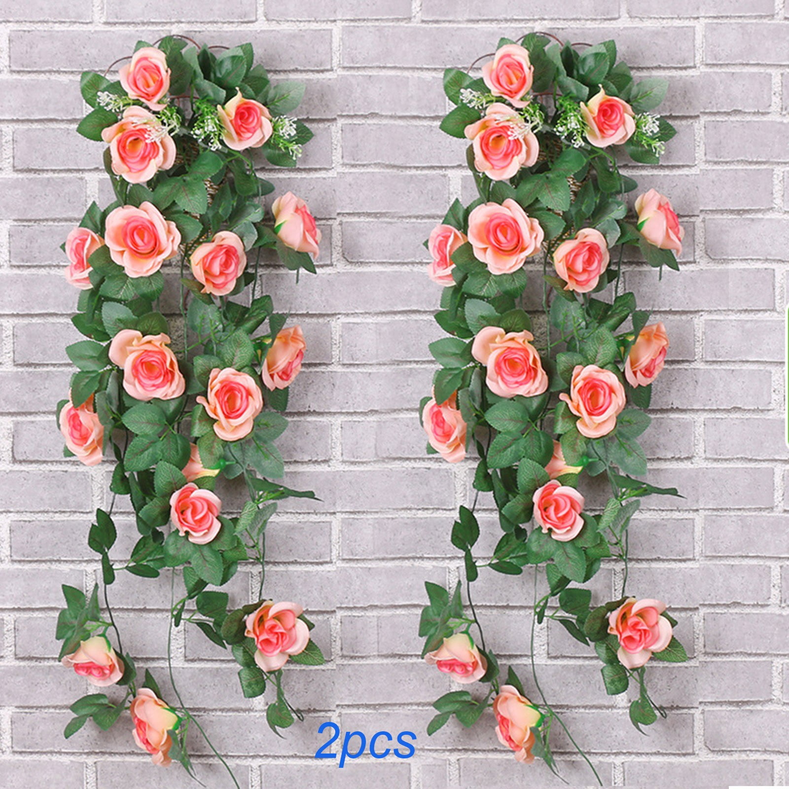 2 Pcs Hanging Flowers Artificial Plants, Rose Vines Flower Hanging ...