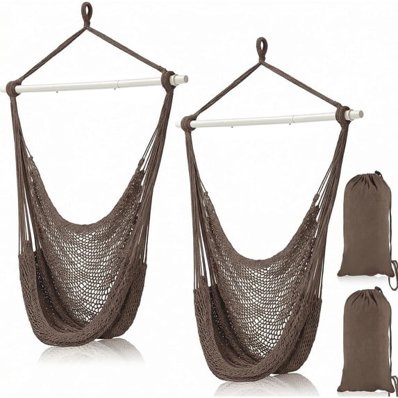 2 Pcs Hanging Hammock Chair Boho Swing Chair Outdoor Indoor Comfy Soft ...