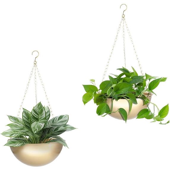 2 Pcs Hanging Planter Pots,Bexikou Round Hanging Basket with Metal ...