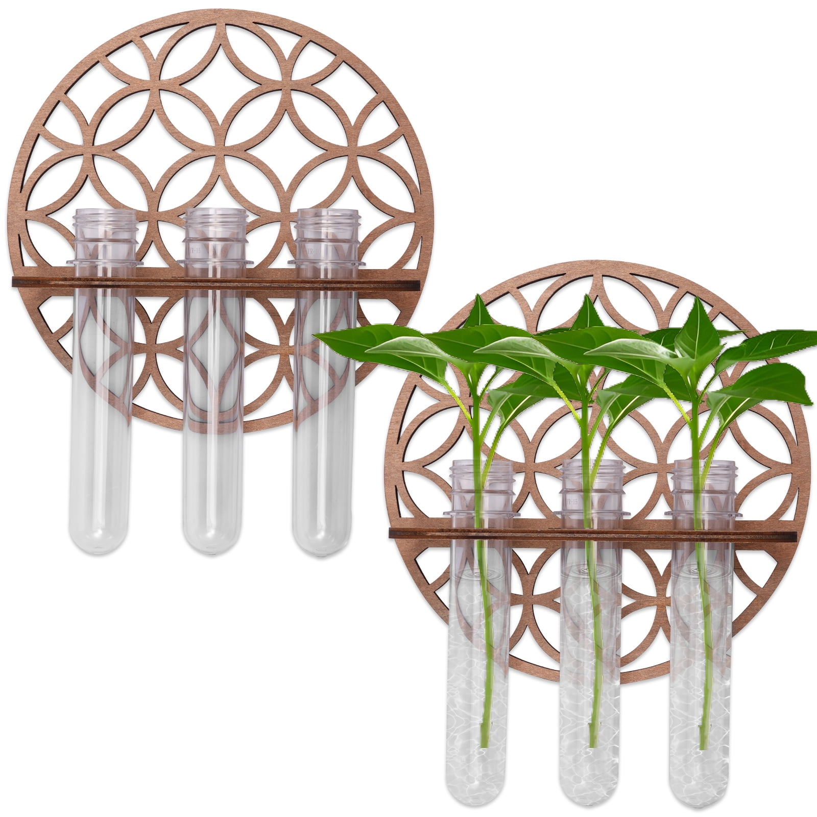 2 Pcs Hanging Propagation Station Plastic Test Tube Vase with Wood ...