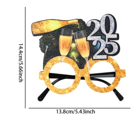 2 Pcs Happy New Year Eyeglass 2025 Glitter New Year Party Glasses Funny ...