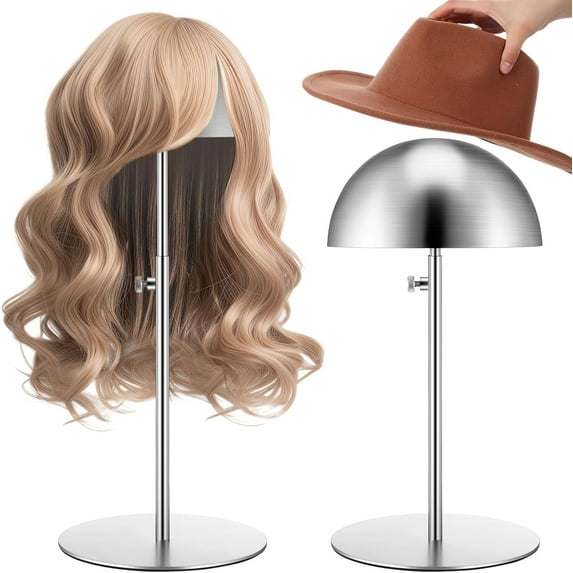2 Pcs Hat Display Stand 7.9-15.7 Inch Adjustable Hat Holder Sturdy Wigs ...