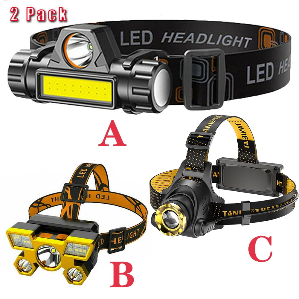 2 Pcs Headlamp Flashlight, 500 Lumens USB Rechargeable Headlamp Ultra ...
