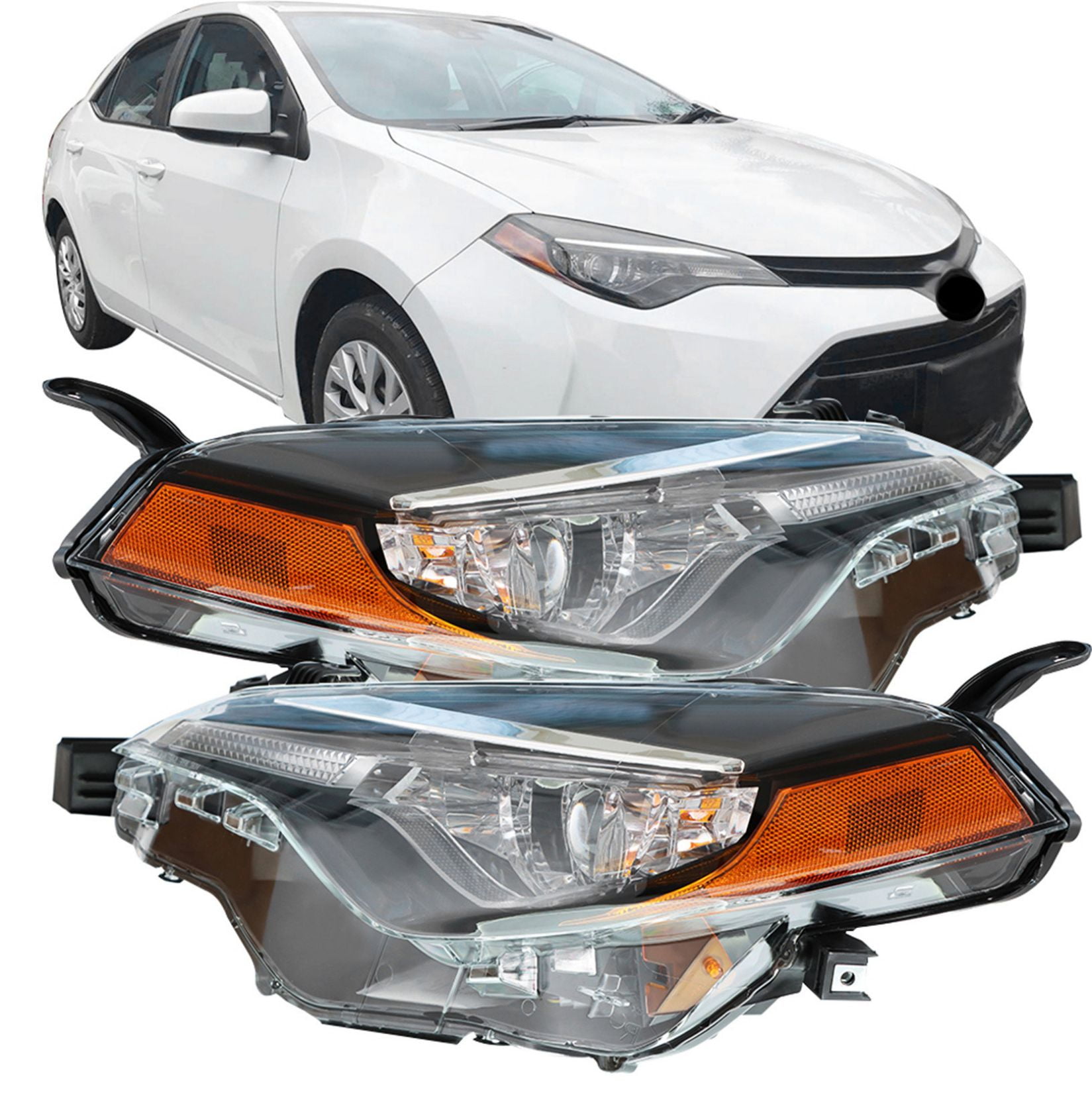 2 Pcs Headlights Assembly Set Fit for Toyota Corolla LE Eco L LE Models ...