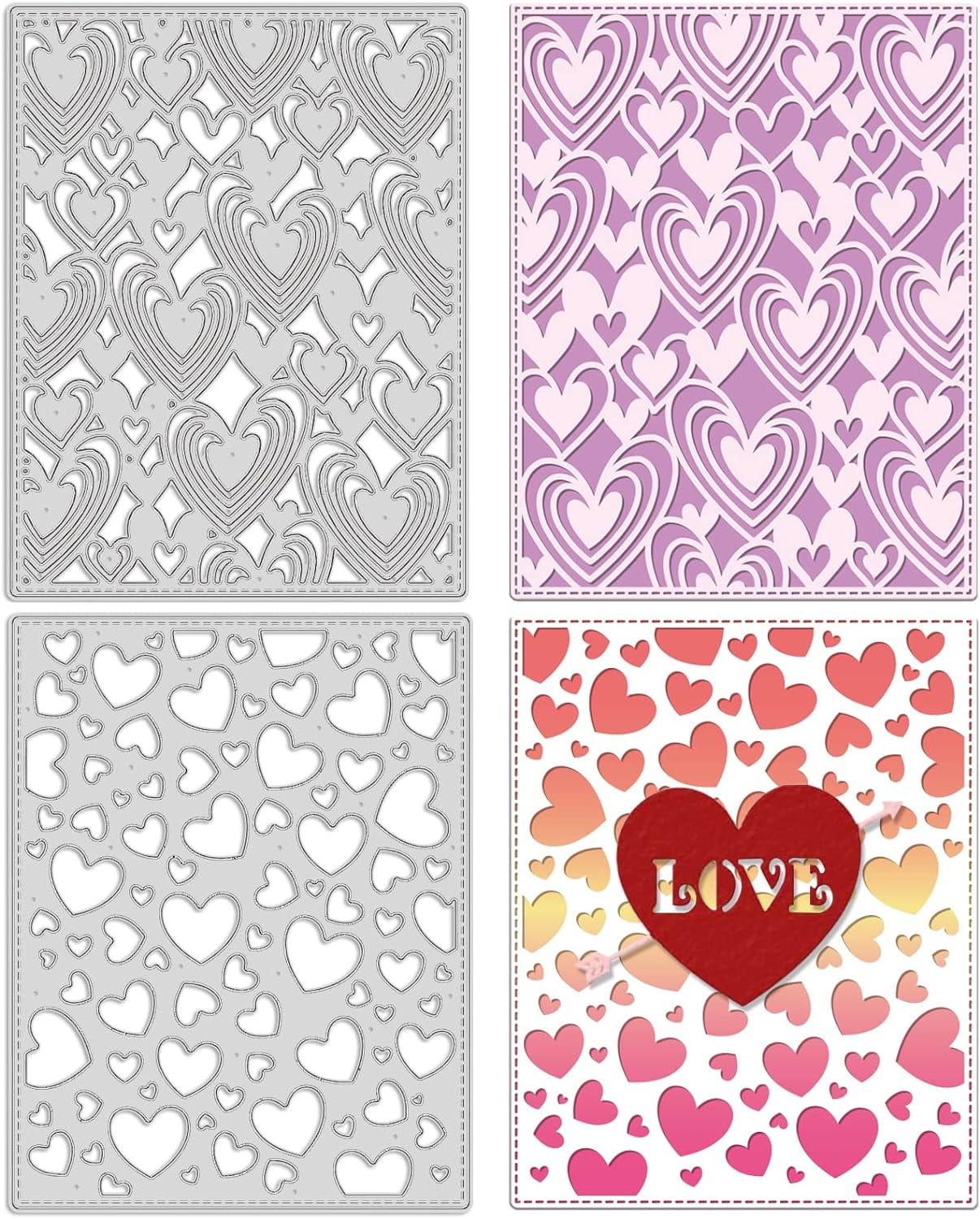 2 Pcs Heart Background Frame Metal Cutting Dies Stencils Valentine Love ...