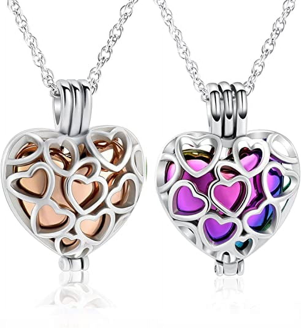 2 Pcs Heart Cremation Jewelry for Ashes - Urn Pendant Necklace for ...