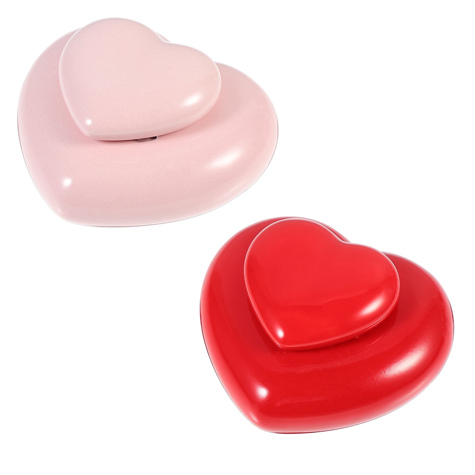 2 Pcs Heart Storage Jar Sealed Canister Pottery Tea Porcelain Tea-leaf ...