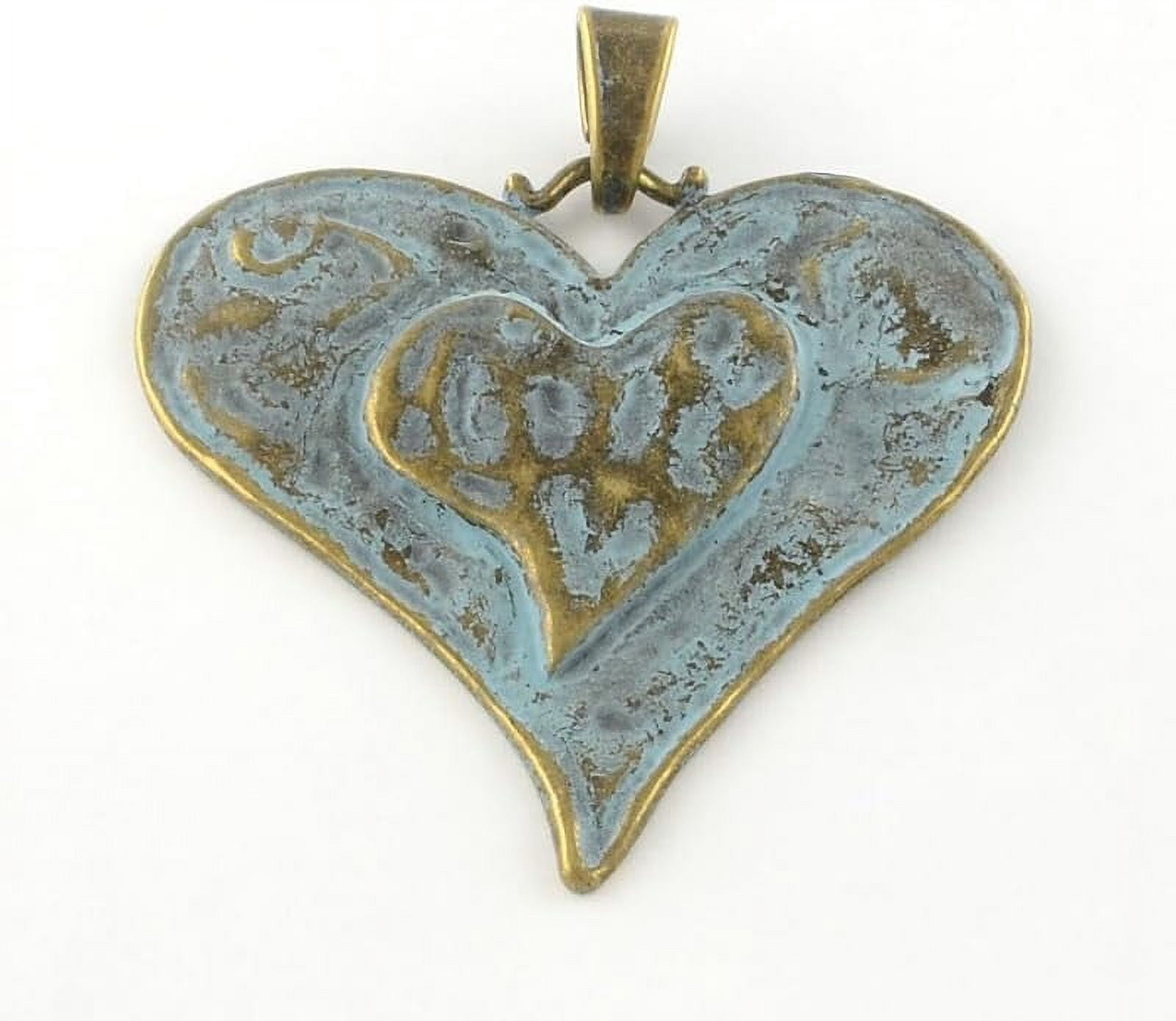 2 Pcs Heart Tibetan Style Alloy Big Pendants Jewelry Making Charms ...