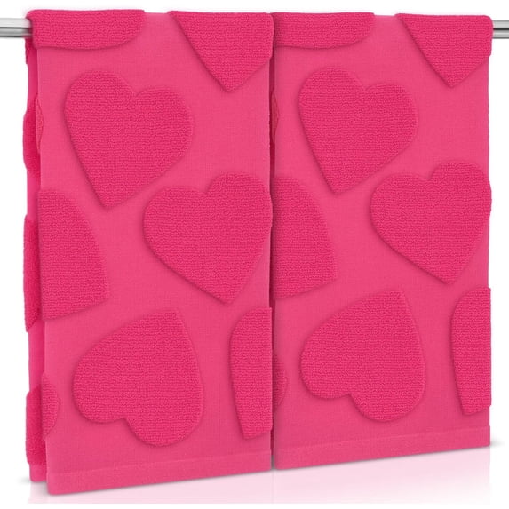 2 Pcs Heart Valentine's Day Hand Towels Set Red Bathroom Decorative ...