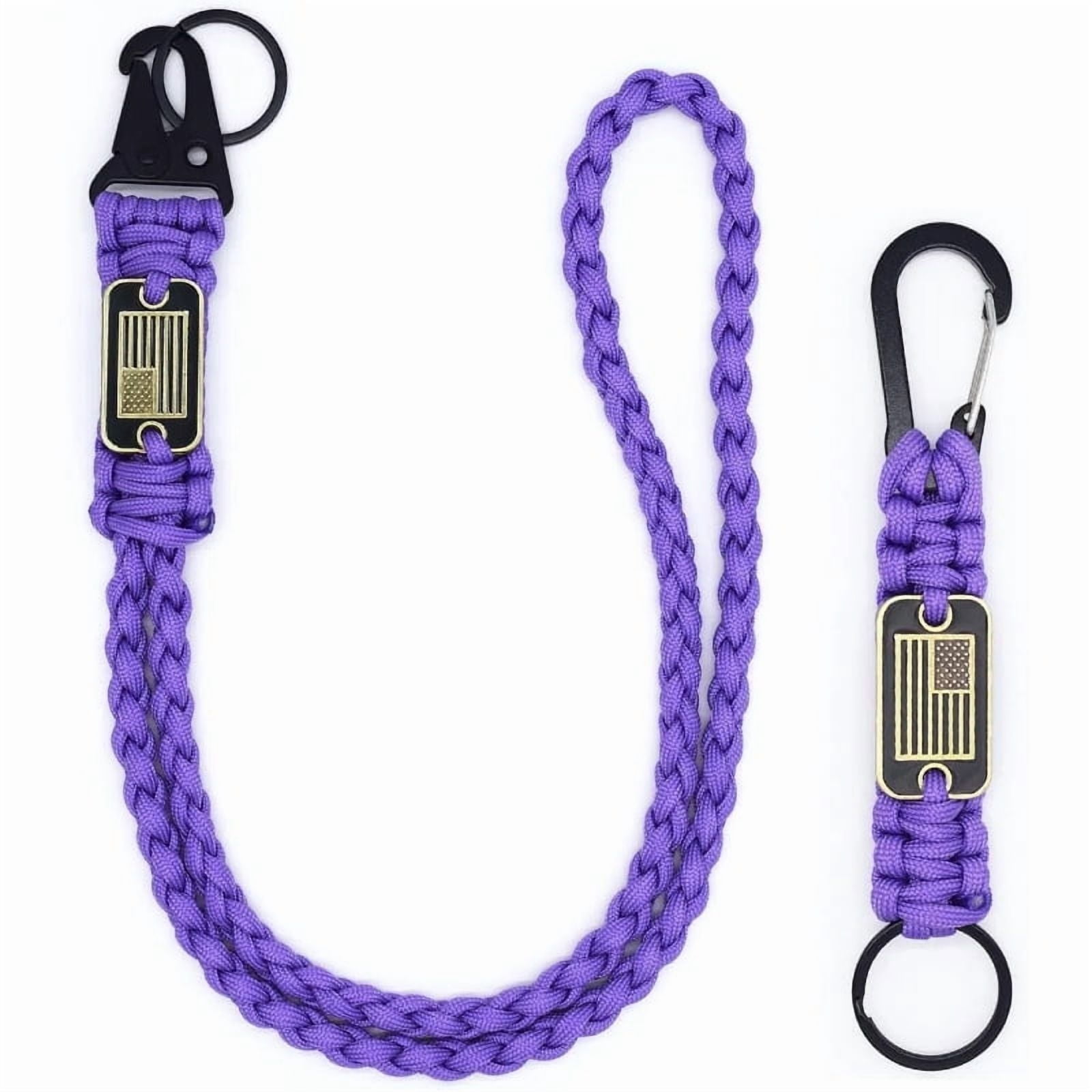 2 Pcs Heavy Duty Braided Paracord Lanyard Keychain , Parachute Rope ...