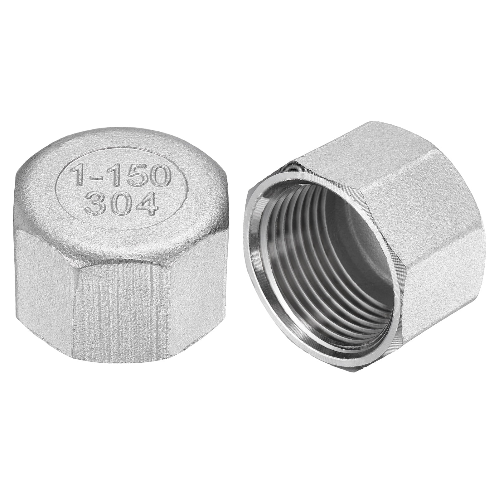 2 Pcs Hex End Cap 304 Stainless Steel Nut, NPT 1" Female Thread Pipe ...