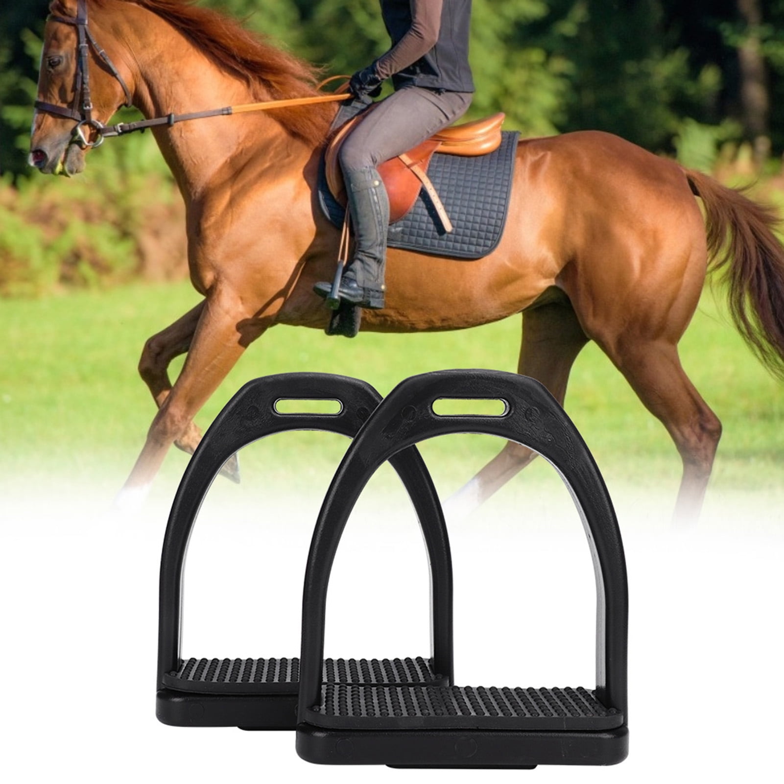 2 Pcs High Strength Plastics Stirrups with Black Non-slip Rubber Pad ...