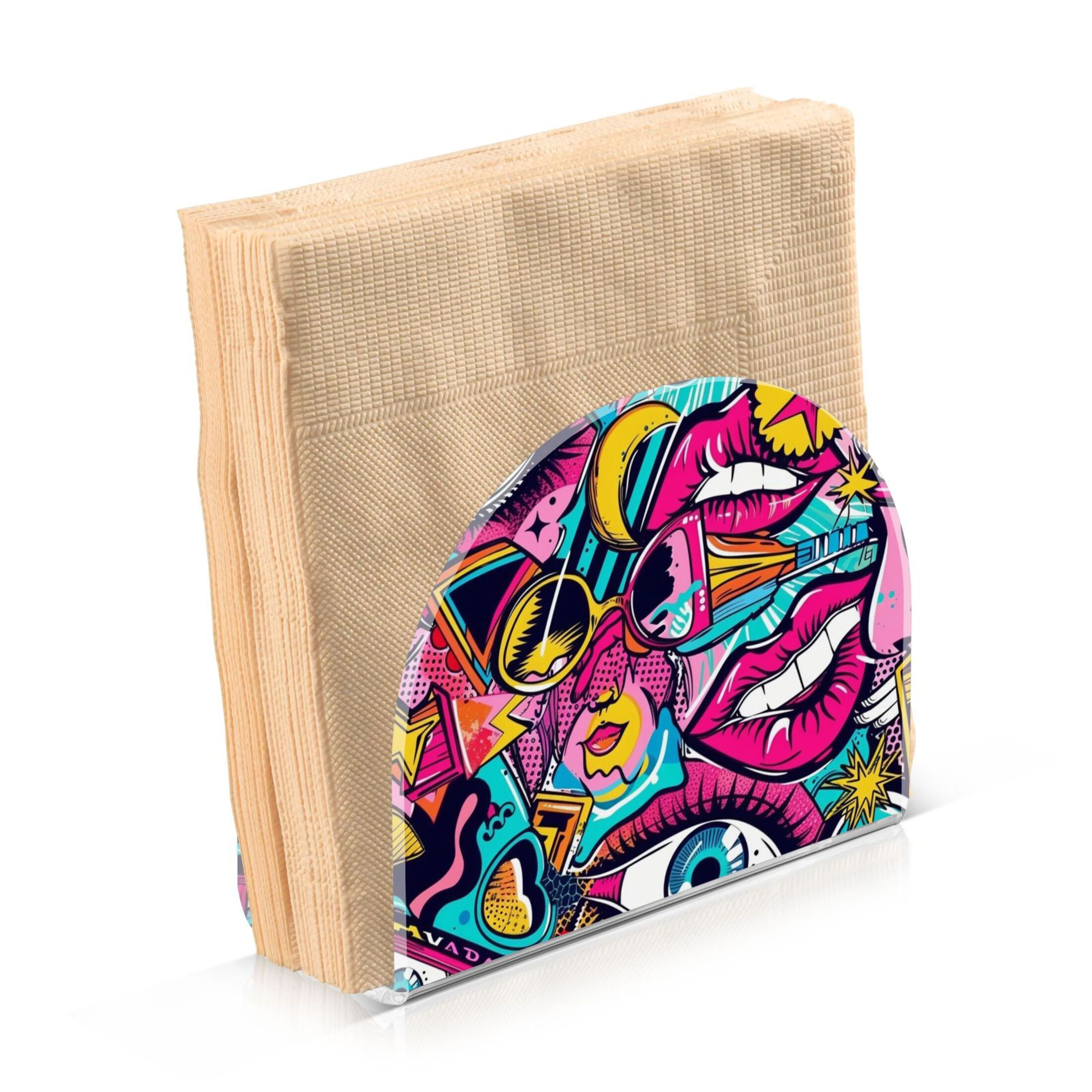 2 Pcs Hip Hop Graffiti Napkin Holder for Table Acrylic Clear Tissue ...