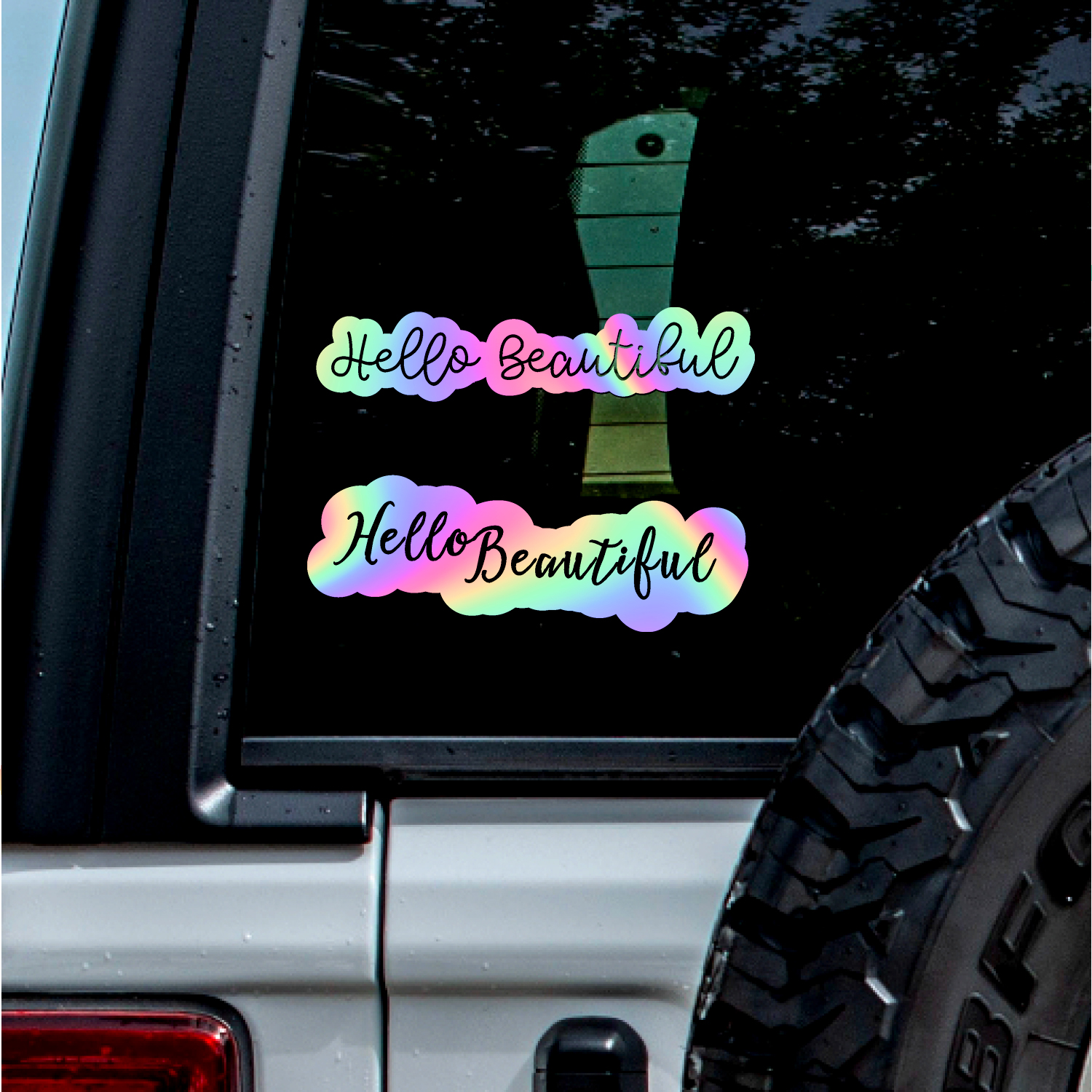 (2 Pcs, Hologram, 14'' X 10.1'') Transparent Adhesive Decal Sticker Of ...