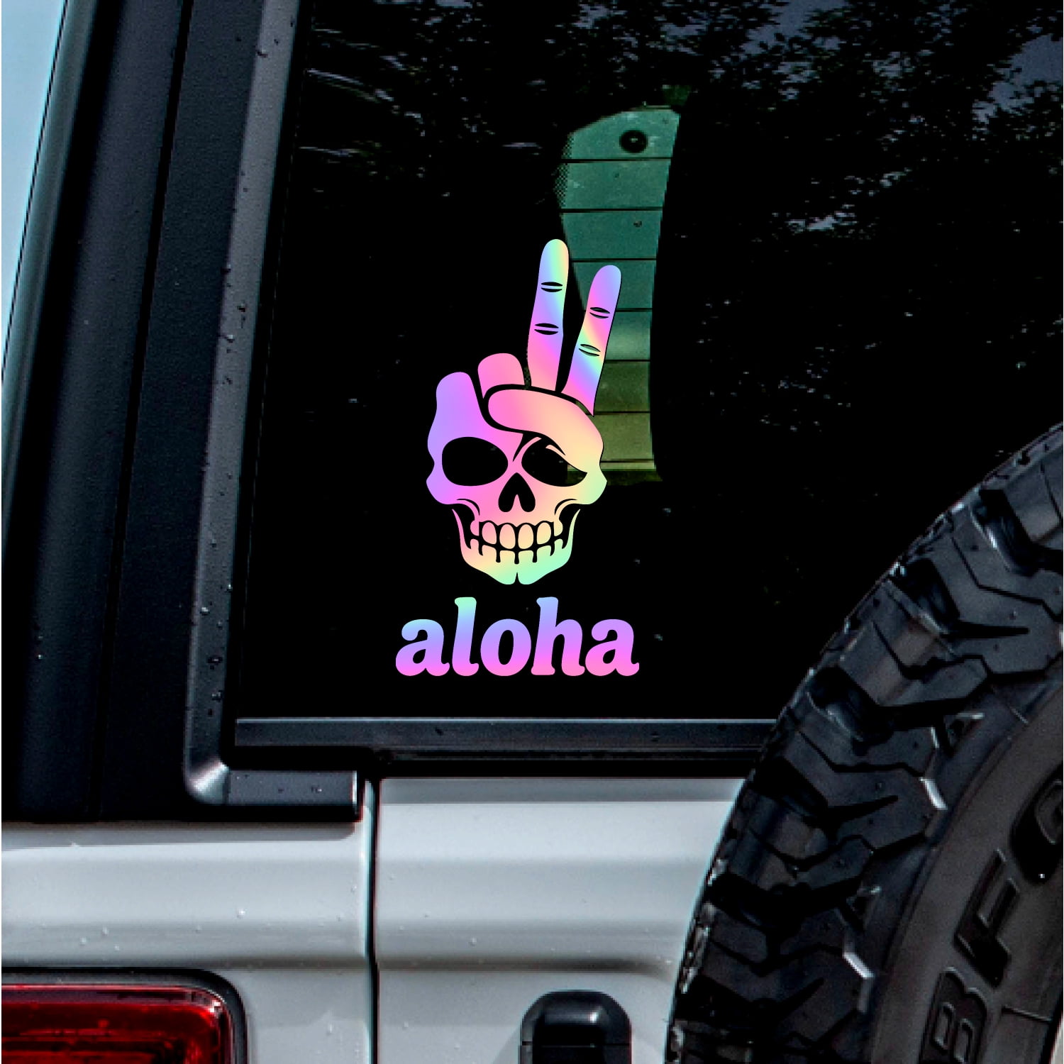 (2 Pcs, Hologram, 3.2'' X 5.8'') Shaka Skull Sticker Decal - Unique ...