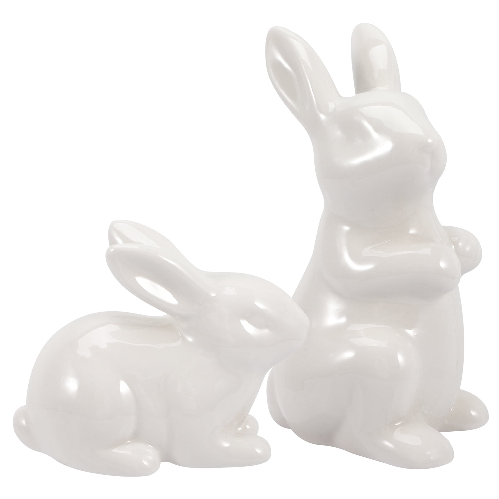 2 Pcs Home Decor Ornament Easter Bunny Ceramic Rabbit Statue Cute ...