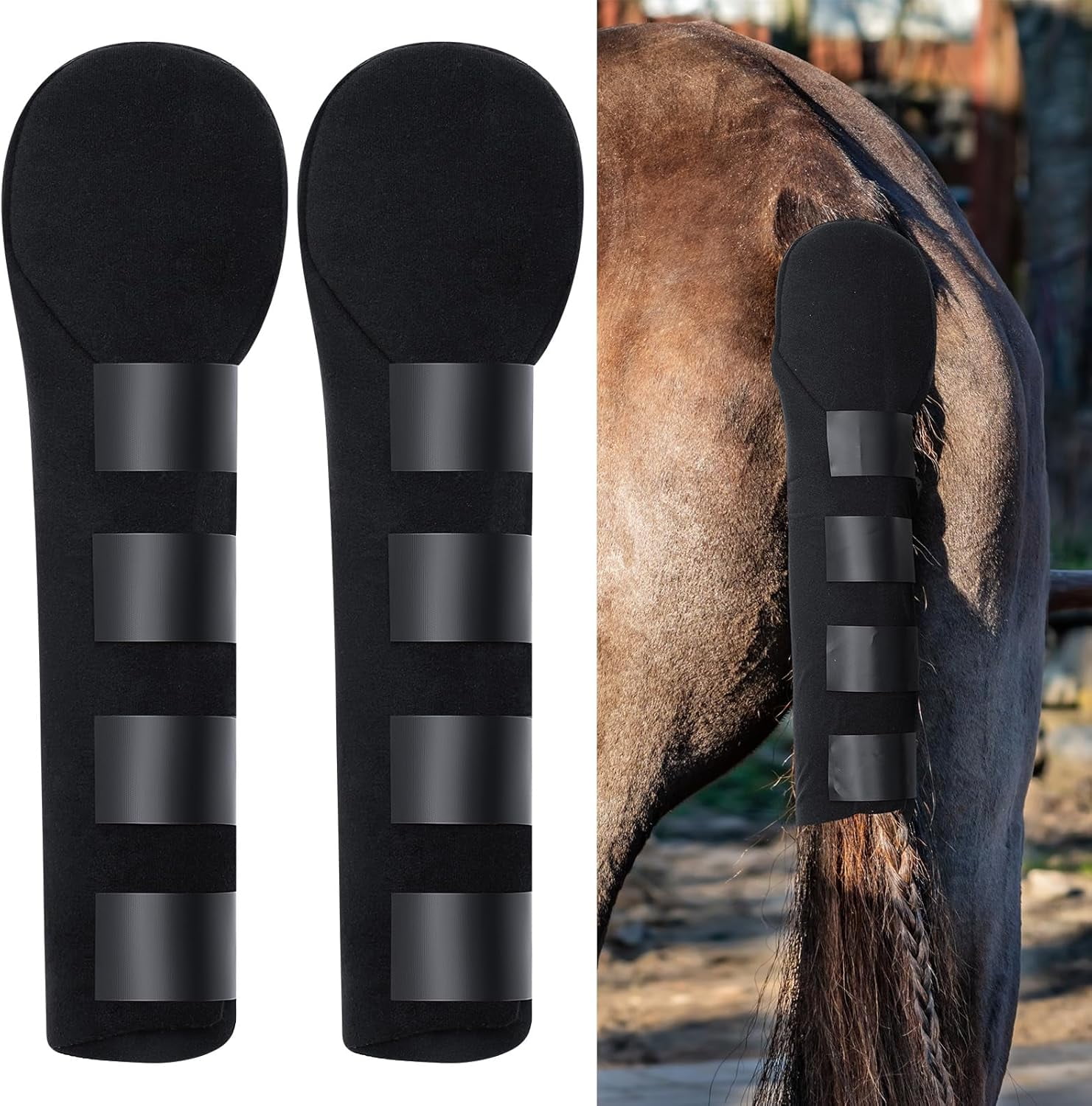 2 Pcs Horse Tail Wrap Protector Adjustable Touch Fasteners Non-Slip ...