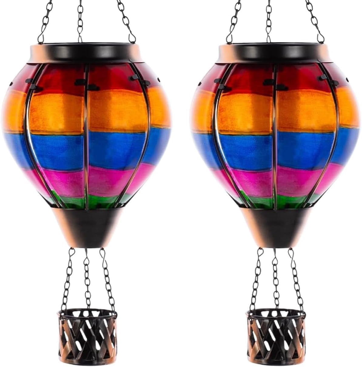 2 Pcs Hot Air Balloon Solar Lantern, Unique Solar Hot Air Balloon with ...