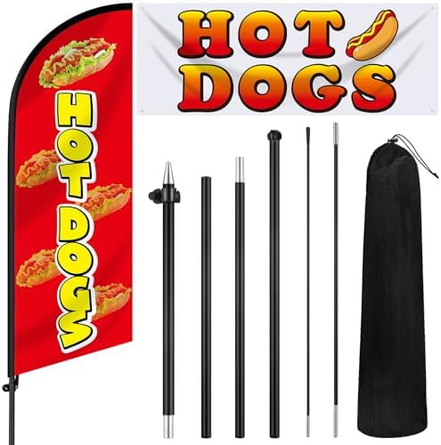 2 Pcs Hot Dogs Flag Set 7 ft Swooper Advertising Feather Flag for ...