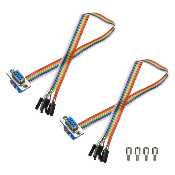 2 Pcs IDC Rainbow Wire Flat Ribbon Cable DP9 Female to 9P 11.8 Inch ...