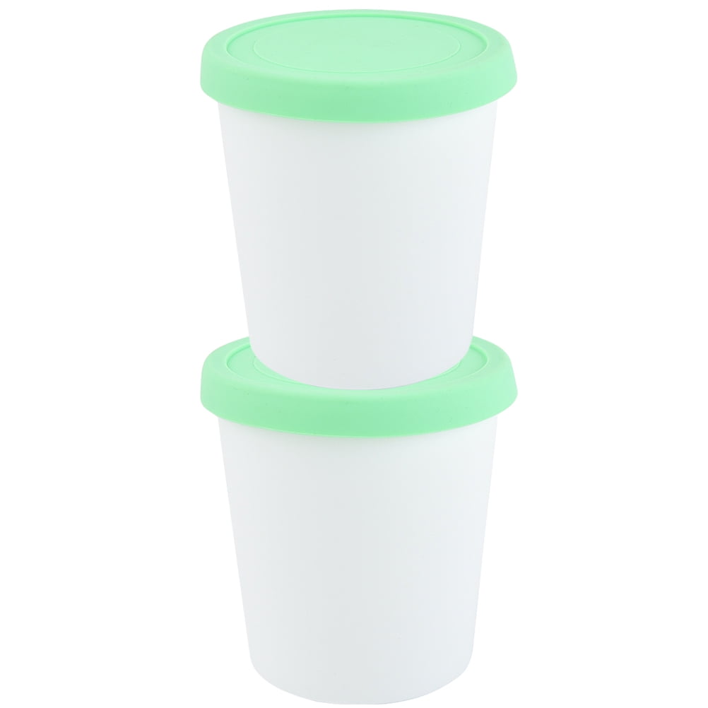 2 Pcs Ice Cream Container Buckets with Lids Dessert Cups Refrigerator ...
