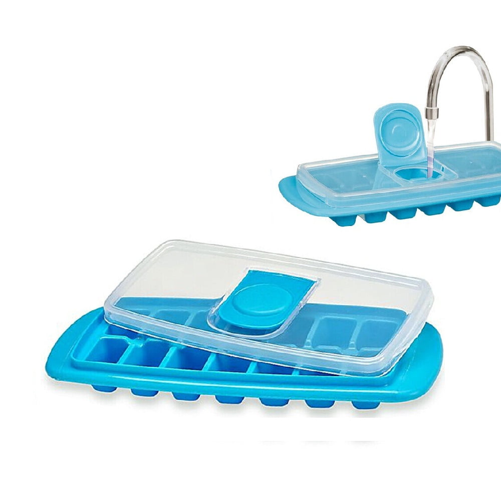 2 Pcs Ice Cube Tray Flip Cover Reusable BPA Free Freezer Mold Maker for ...