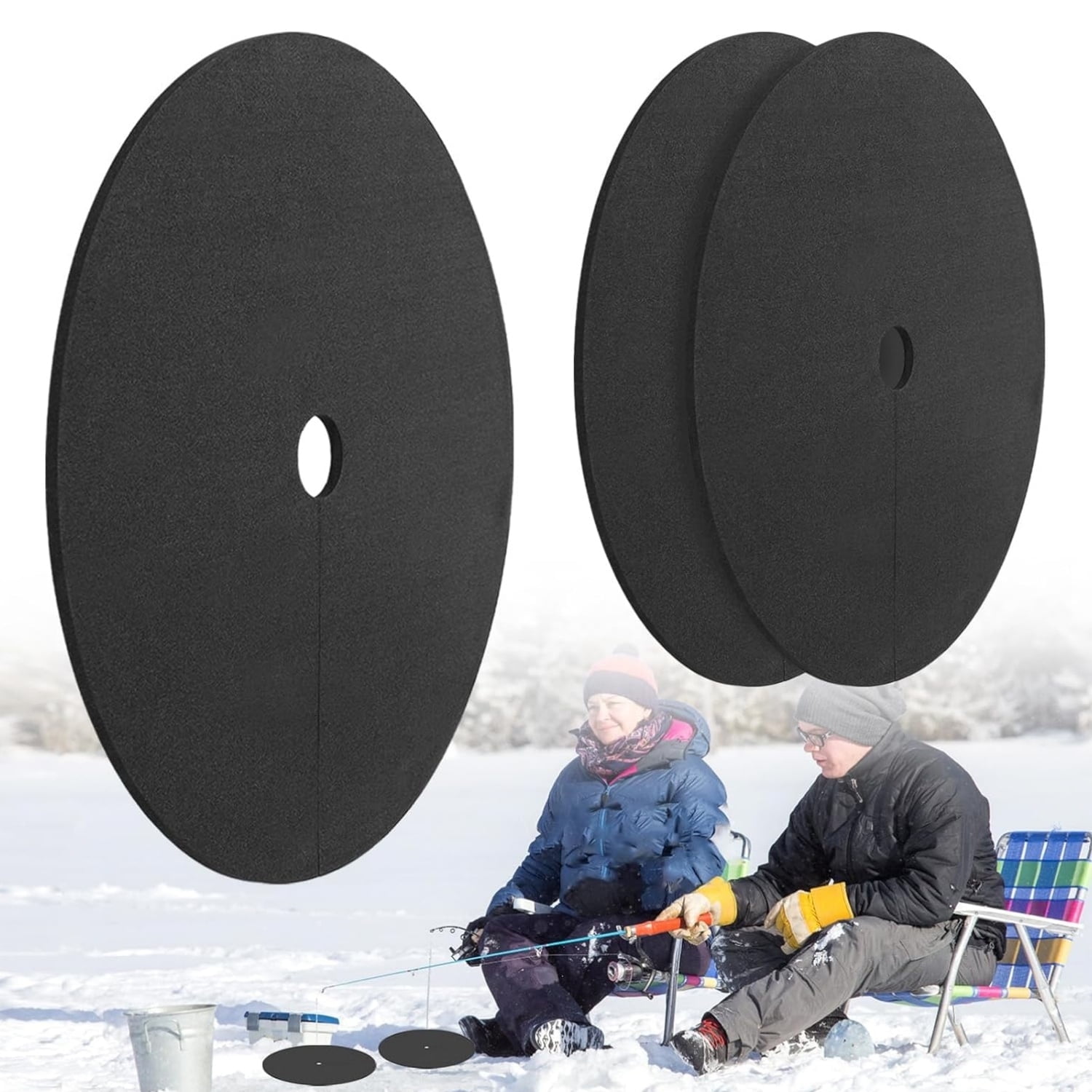 2 Pcs Ice Fishing Hole Covers, 12 inch Ice Fishing Hole Insulator ...