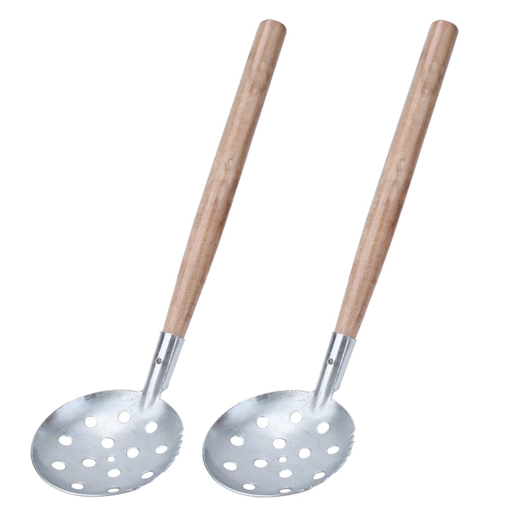 2 Pcs Ice Fishing Scoop Skimmer Iron Ice Slush Scoop with Wood Handle ...