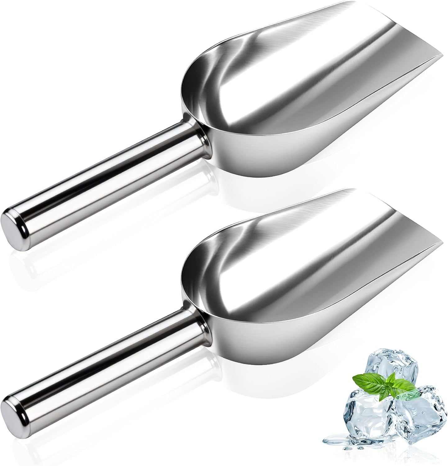 2 Pcs Ice Scoop for Freezer, 6 Oz Metal Ice Scooper, Stainless Steel ...