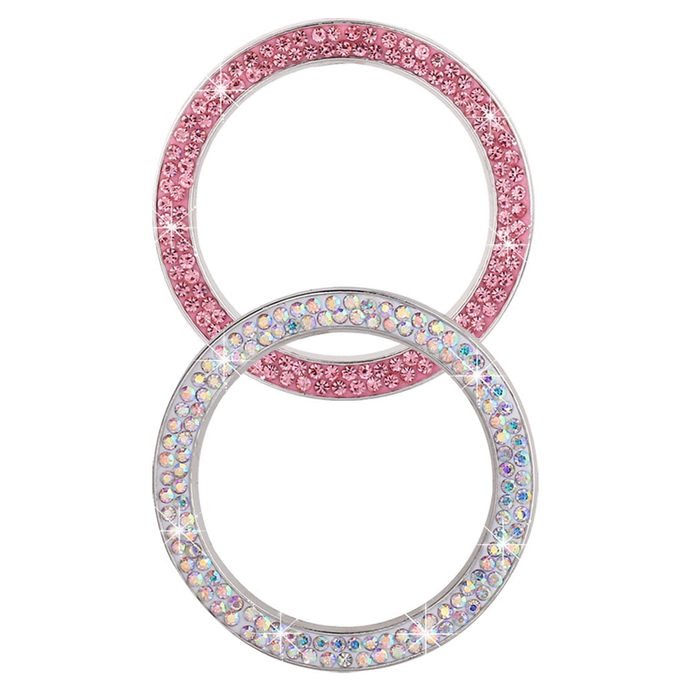 2 Pcs Ignition Decorative Circle Buttons The Start Button Cover Car ...