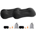 2 Pcs Inflatable Camping Pillows Set, Black Press-to-Inflate Design ...