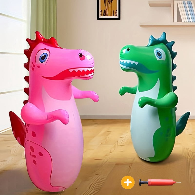 2 Pcs Inflatable Dinosaur Punching Bag for Kids, Pink+Green Set with ...