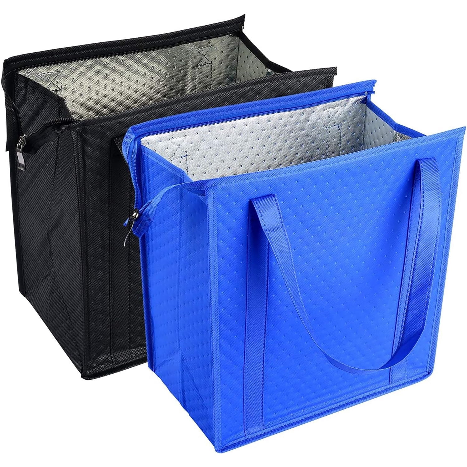 ZeenArt 2 Pack Insulated Cooler Bag, Reusable Grocery Bags with Zipper ...