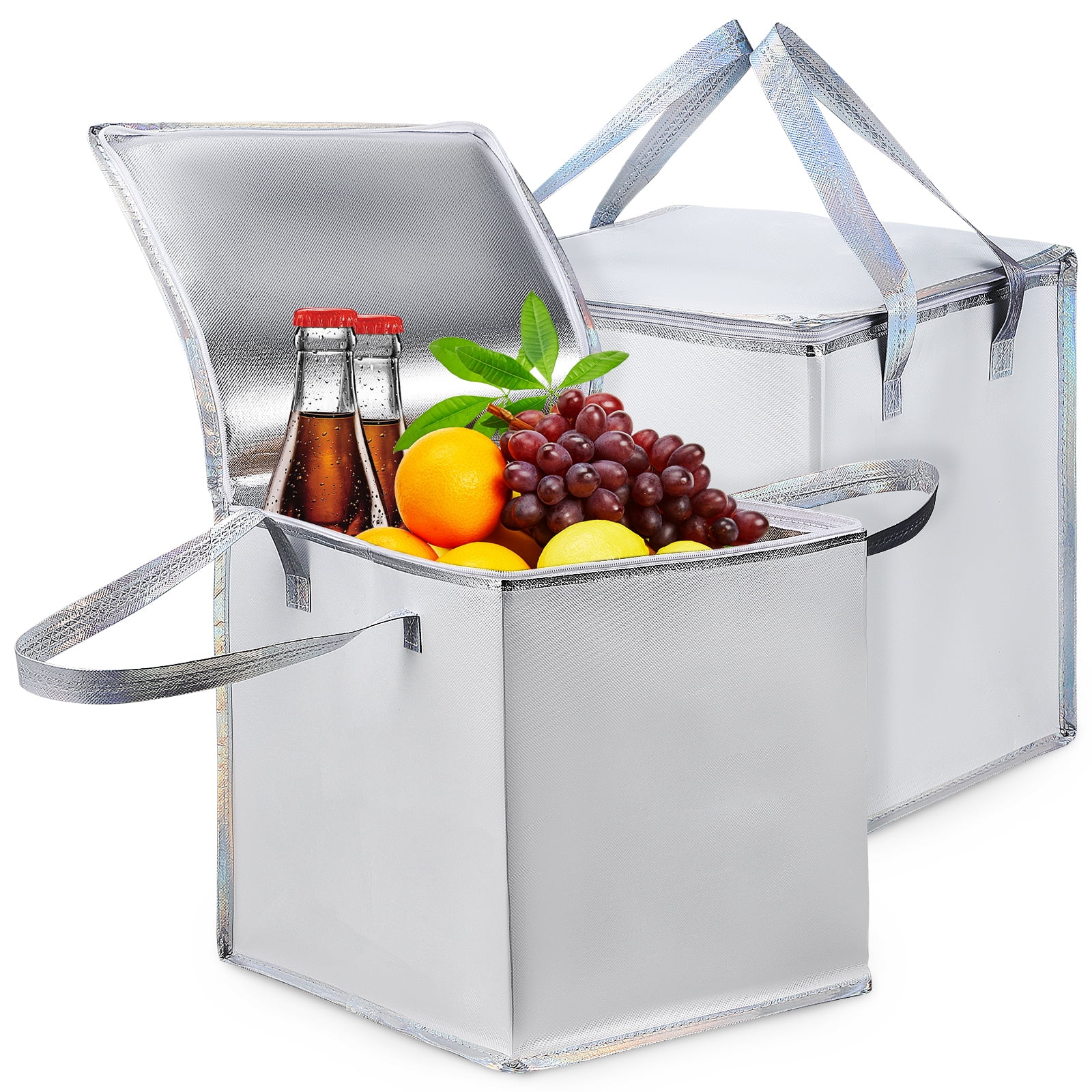 2 Pcs Insulation Bags Insulated Cooler Food Large Zipper Tote Reusable ...